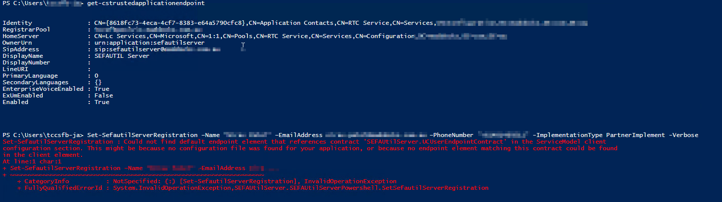 Sefautil Server Could Not Find Default Endpoint Element